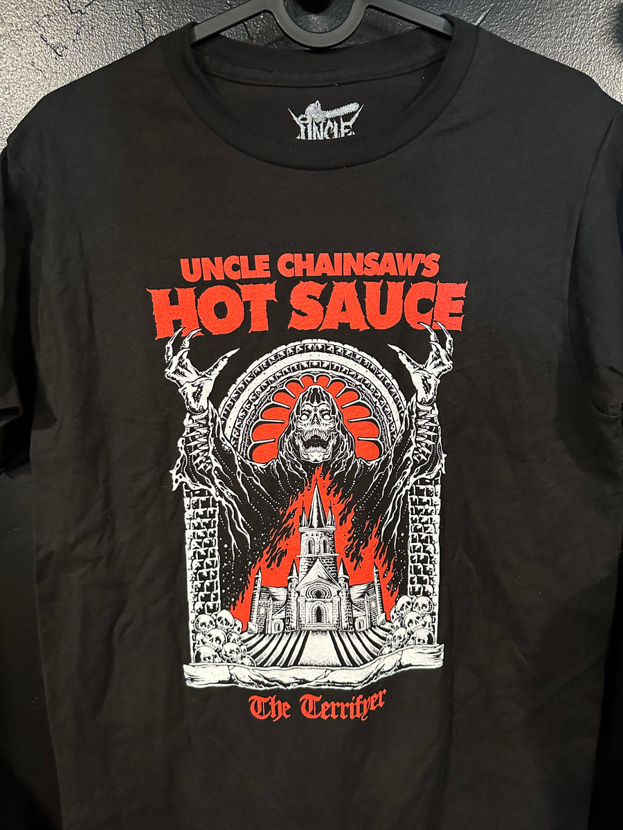 The Terrifyer T-Shirt – Uncle Chainsaw's Hot Sauce