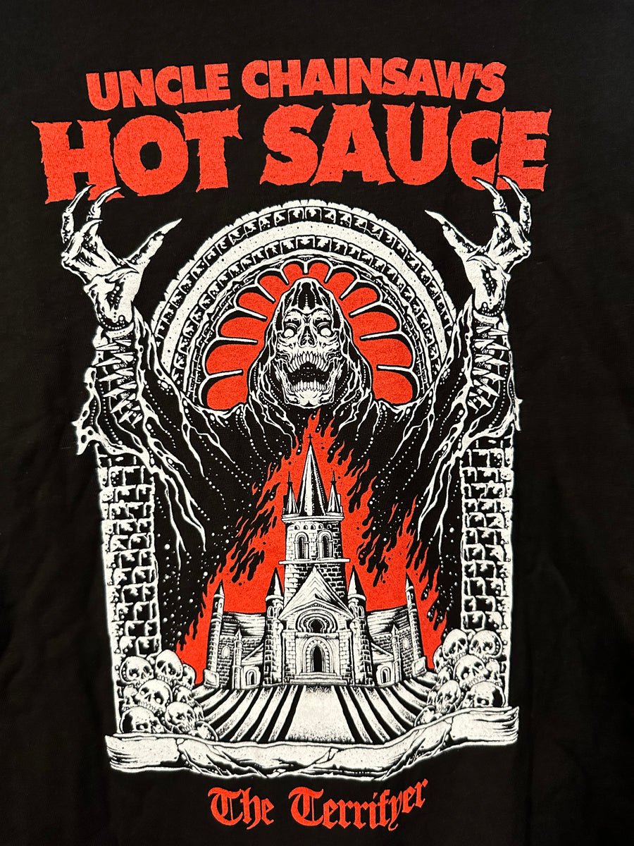 The Terrifyer T-Shirt – Uncle Chainsaw's Hot Sauce